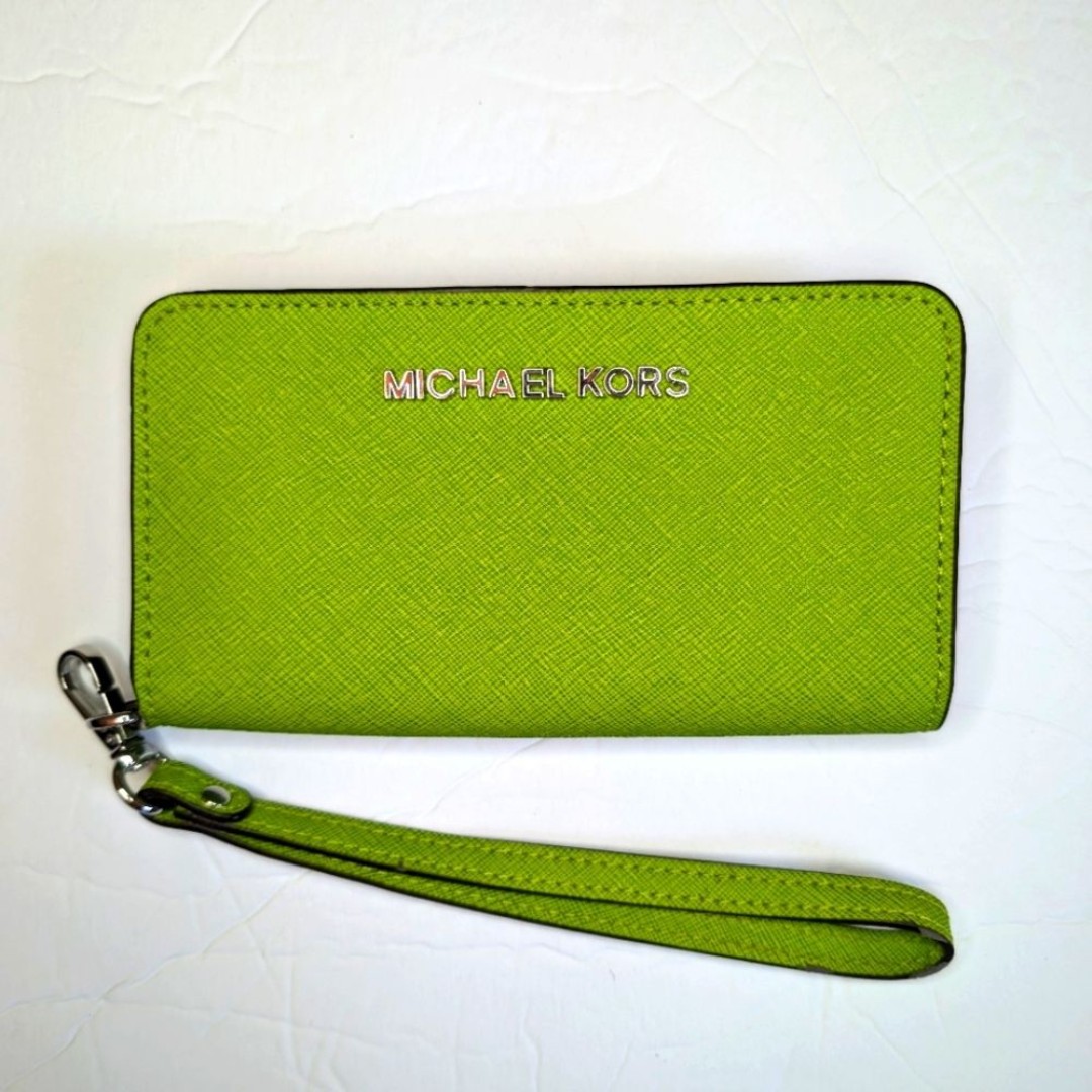 Michael Kors Jet Set Slim Tech Wristlet Lime Green Wallet Wallets