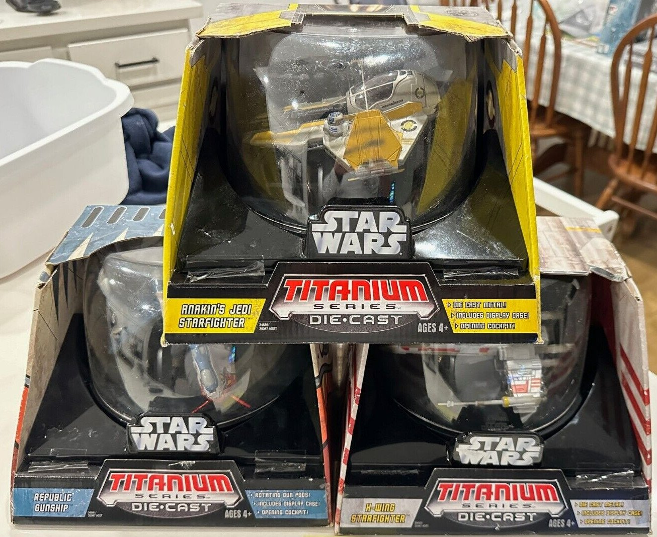 STAR WARS Titanium Series Die Cast Lot of 3 Ships X Wing Jedi Starfighter LAAT