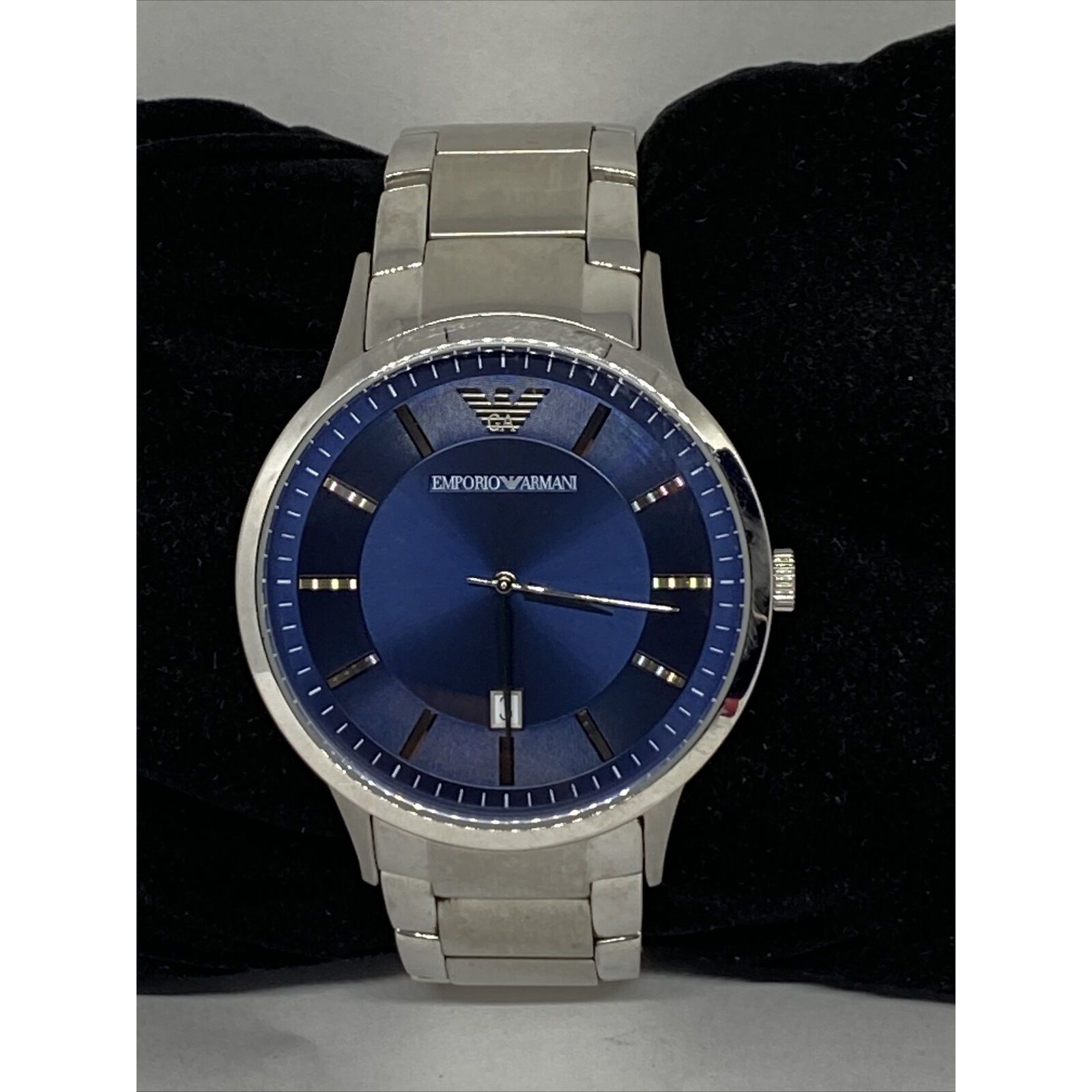 Emporio Armani AR 2477 Men s Stainless Steel Analog Blue Dial Quartz Watch JK209 Other