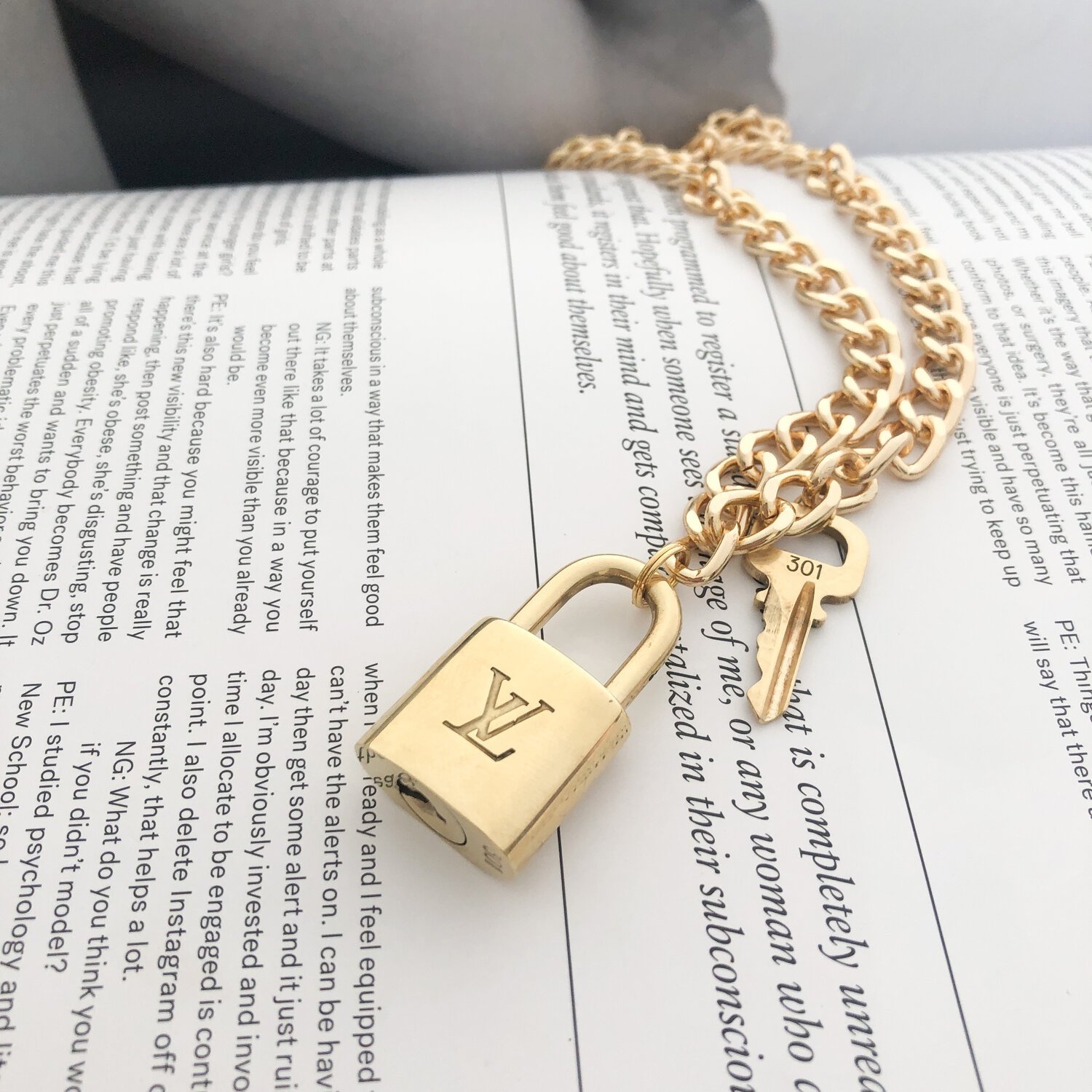 Sororite Vintage Louis Vuitton Lock and Key Reworked Pendant Necklace Chain Necklaces