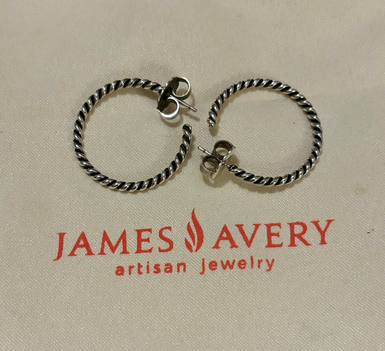 James Avery Sterling Silver Twisted Wire Hoop Earrings Bracelets