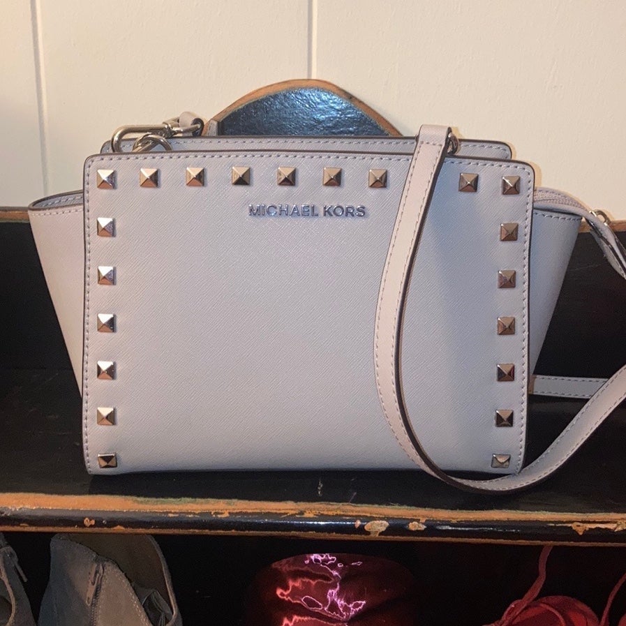 Michael kors selma medium metallic leather crossbody store