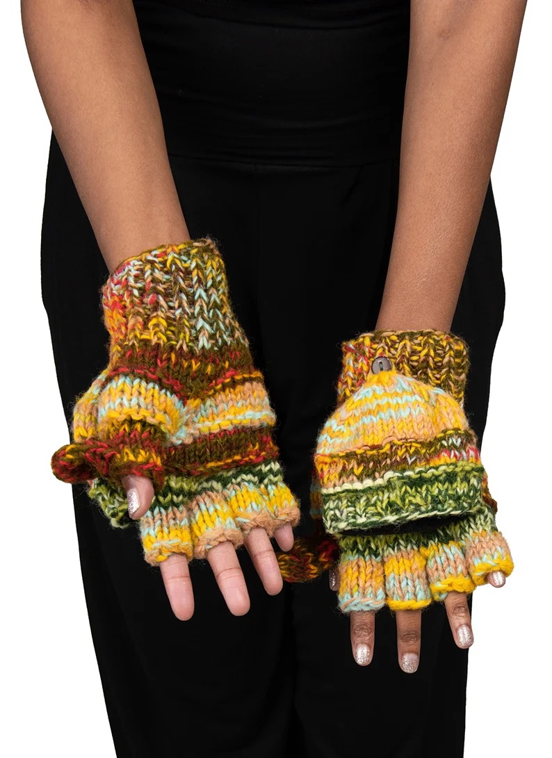 Hand Knitted Merino Wool Glittens Merino Wool Convertible Gloves Merino Wool Fashion Gloves