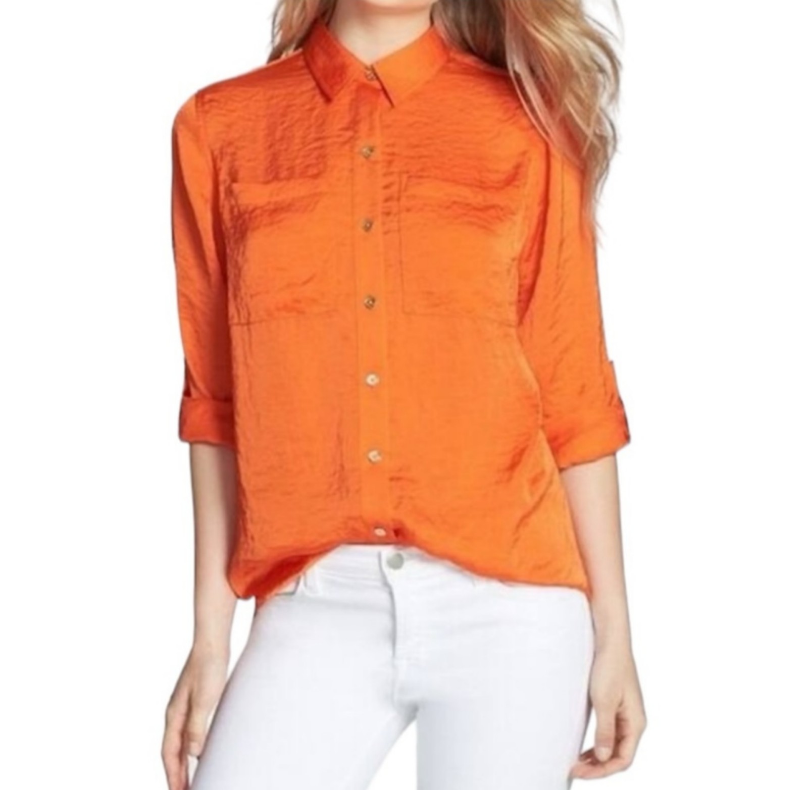 Michael Kors Orange Button Down Shirts Mercari