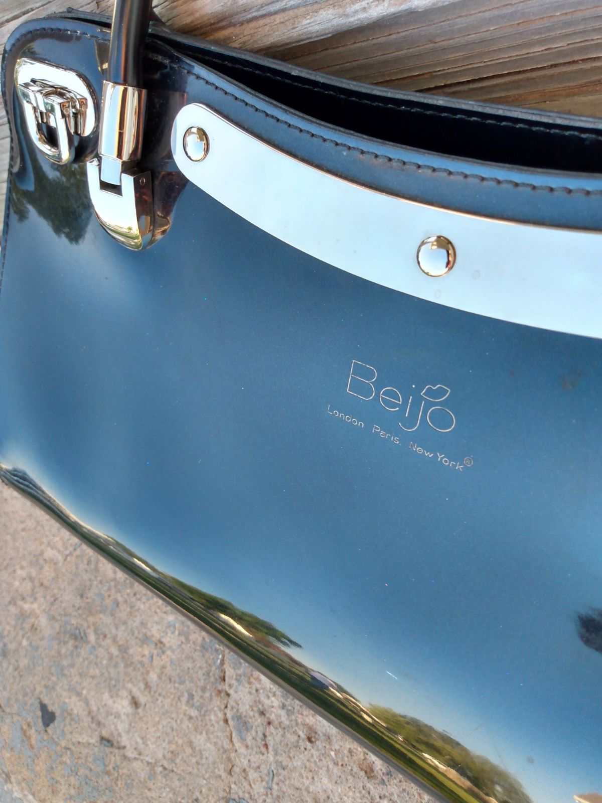 Beijo black patent sleek satchel