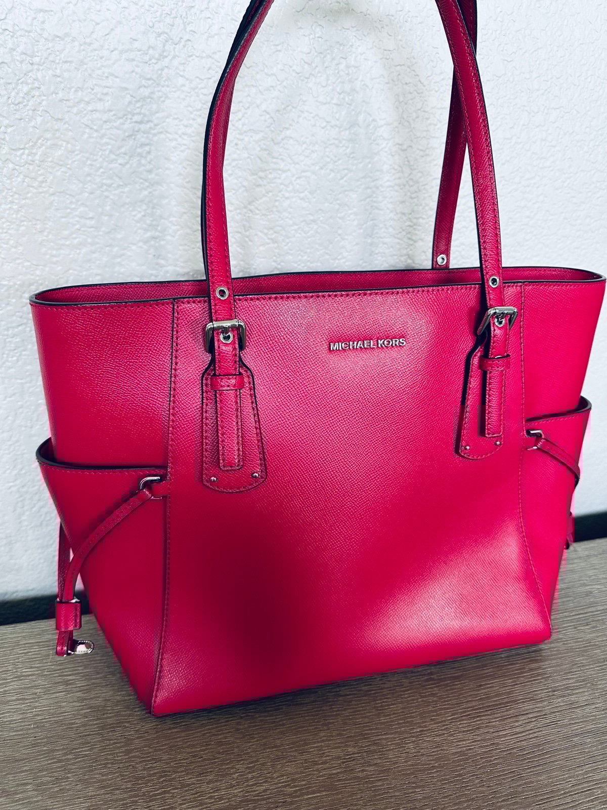 Michael Kors Pink Raspberry Voyager Tote Shoulder Bag Purse Tote Bags