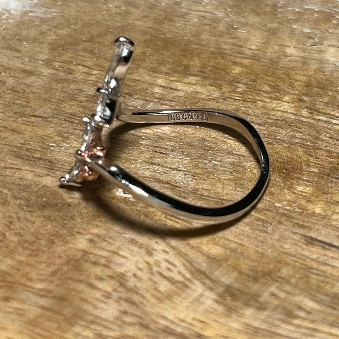 IBB CN CZ Butterfly 925 Sterling Silver Rose Gold Bypass Ring Rings