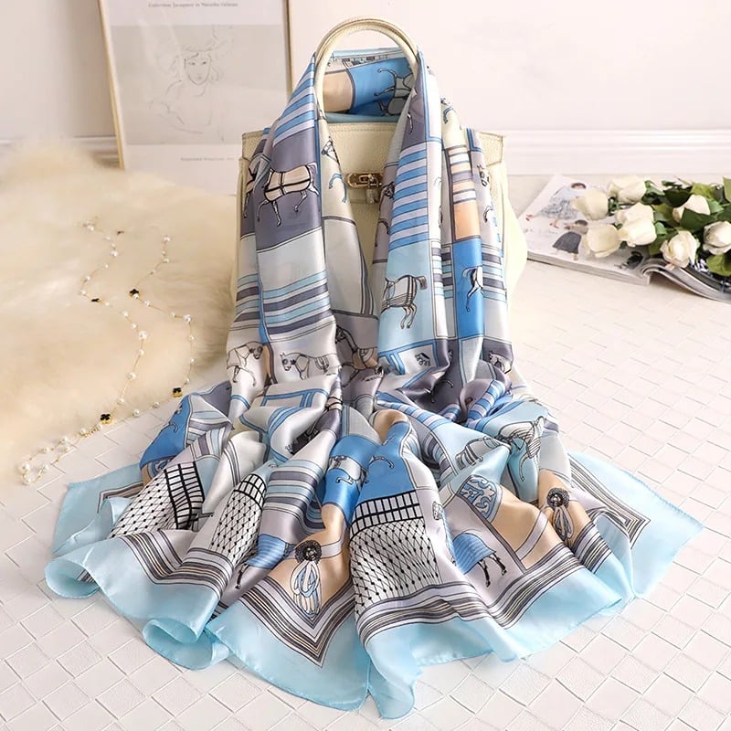 classic Silk Scarf Women Foulard Office lady Large Fashion Print Beach Hijab sha Scarves