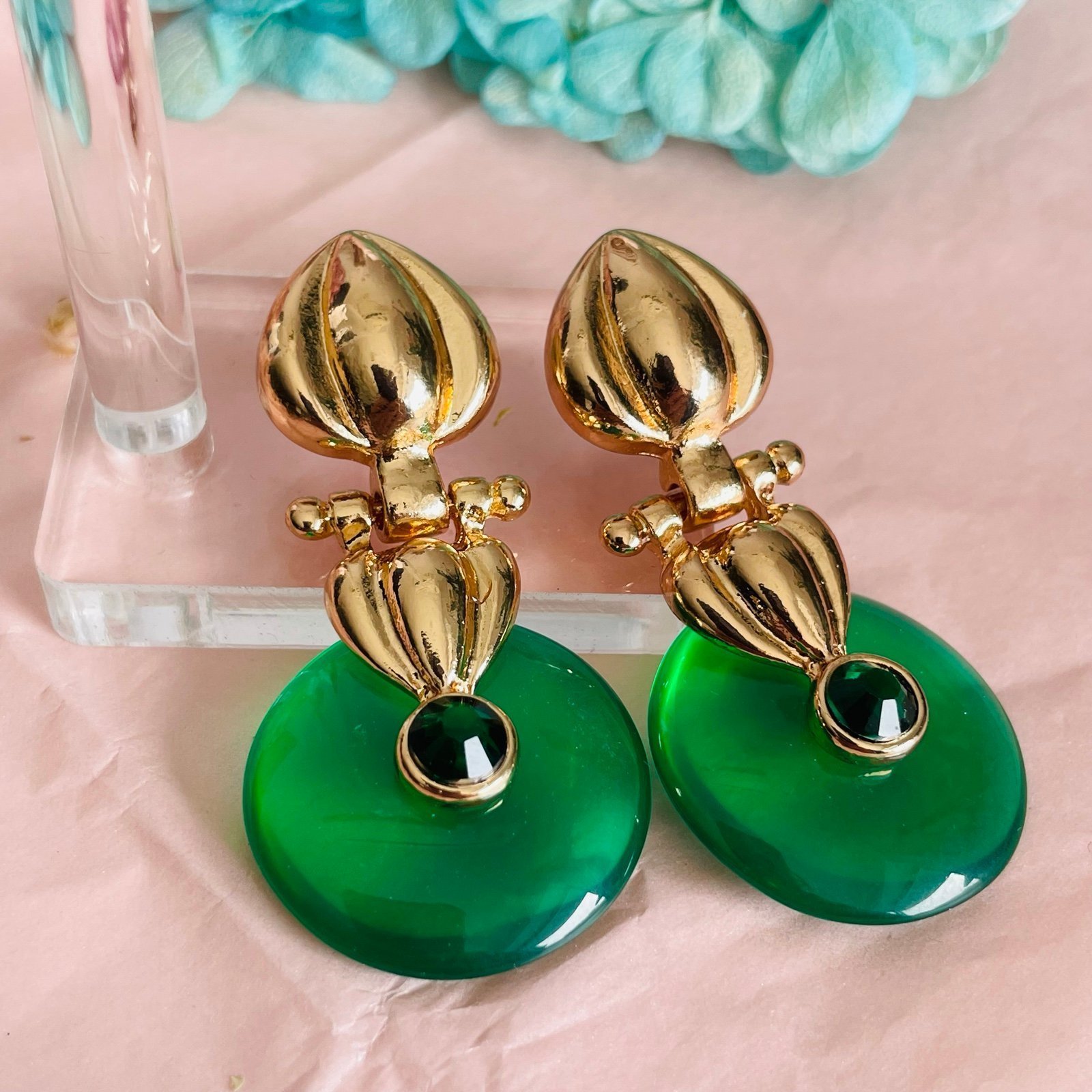 Zara green earrings store