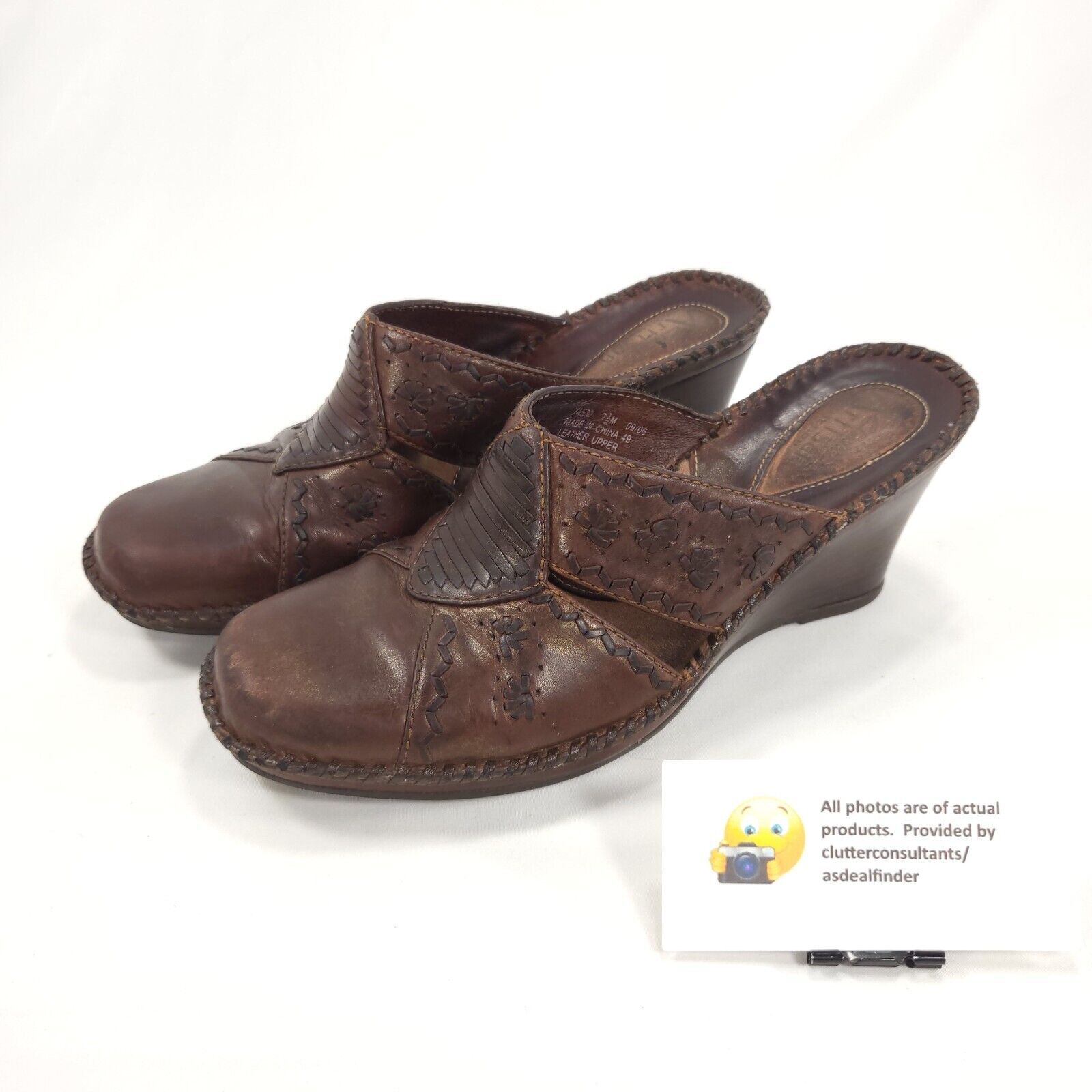 Clarks Artisan Slip On Casual Mule Heel Shoe Womens Size 7.5 74530 Brown Heels