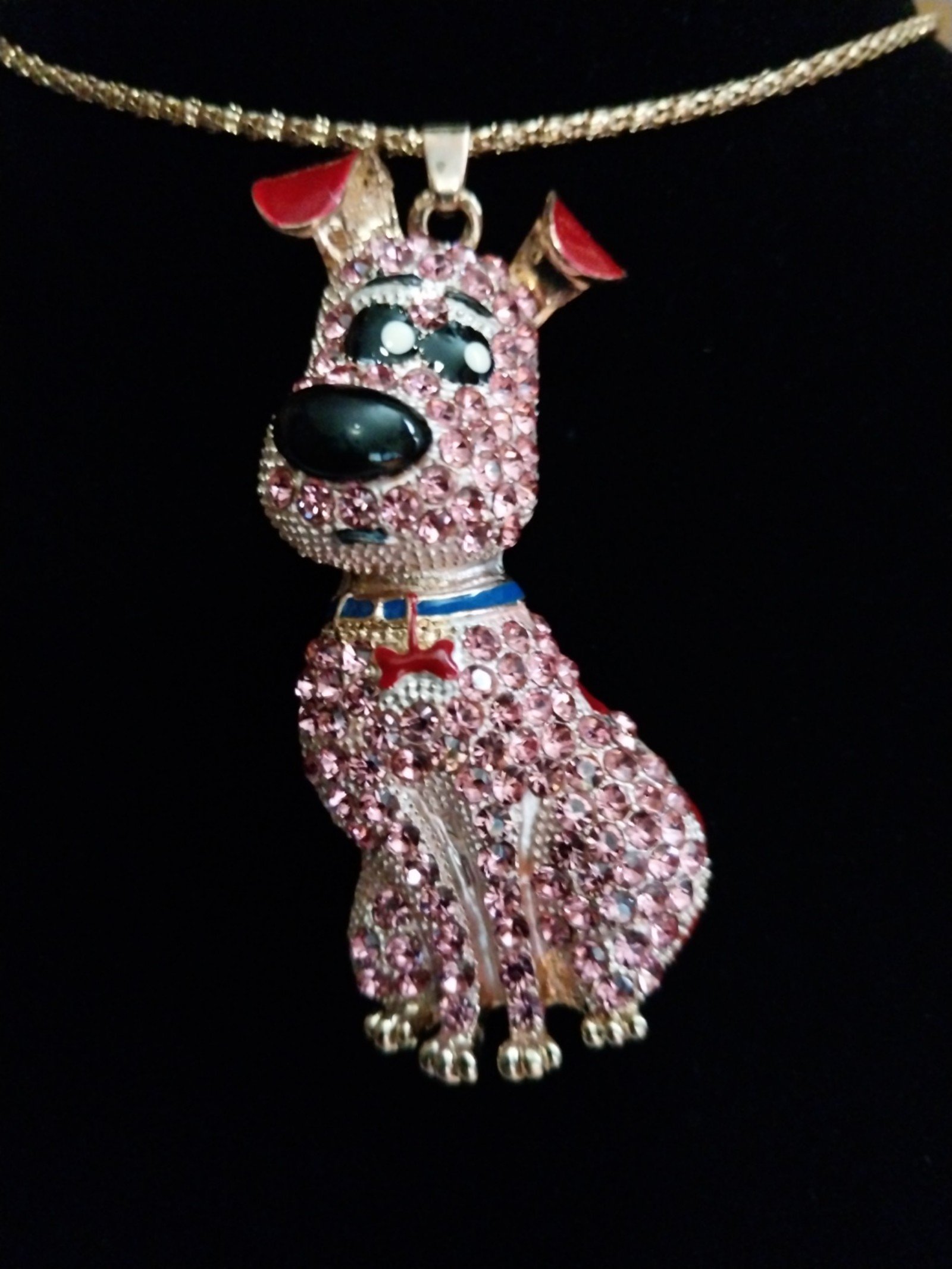 Vintage Betsey Johnson pink dog cartoon necklace Necklaces