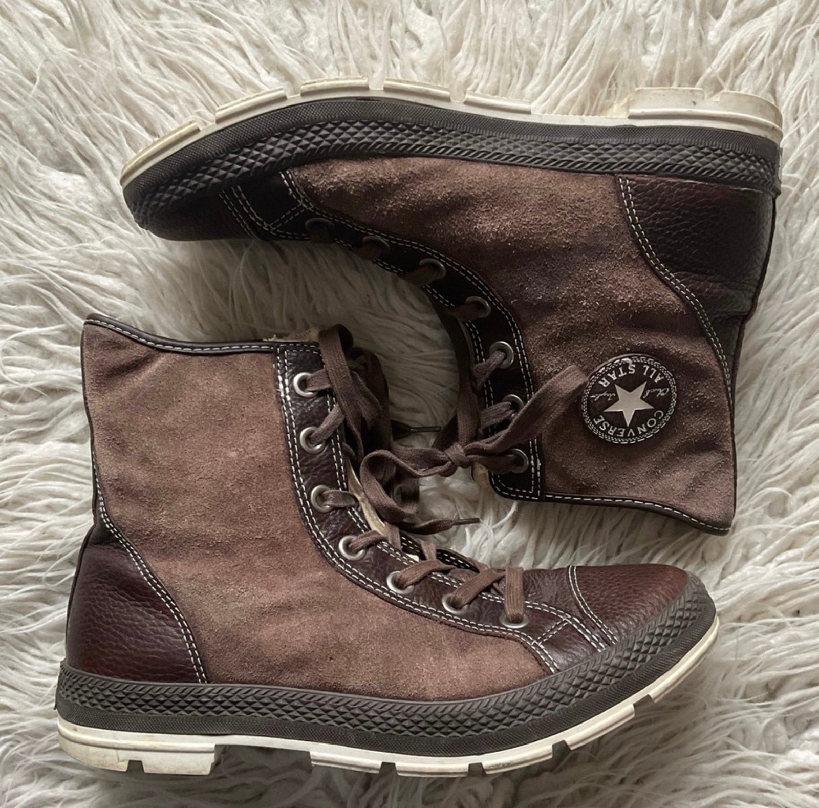 Converse Chocolate Brown Chuck Taylor Outsider Hi Suede Leather Lace Up Boots 11 Shoes