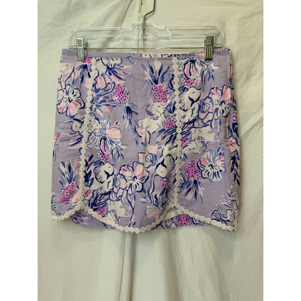 Lilly Pulitzer Patty Skort Coastal Blue Lion Around Sz 6 Purple Blue Pink White Skort