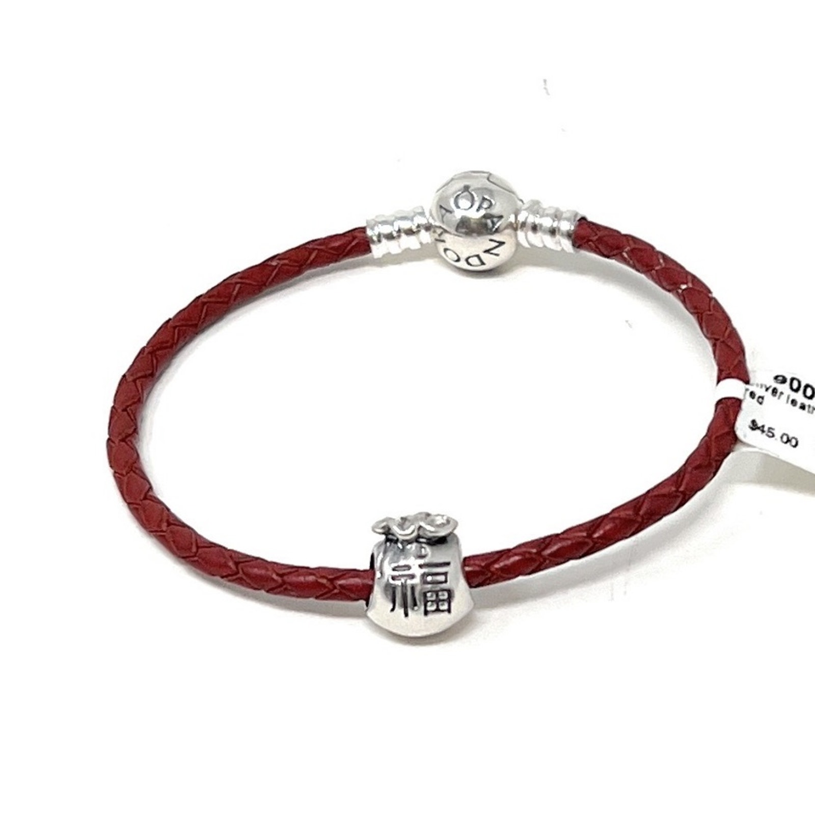 Discontinued Pandora Lucky Charm and Red Leather Bracelet Bracelets