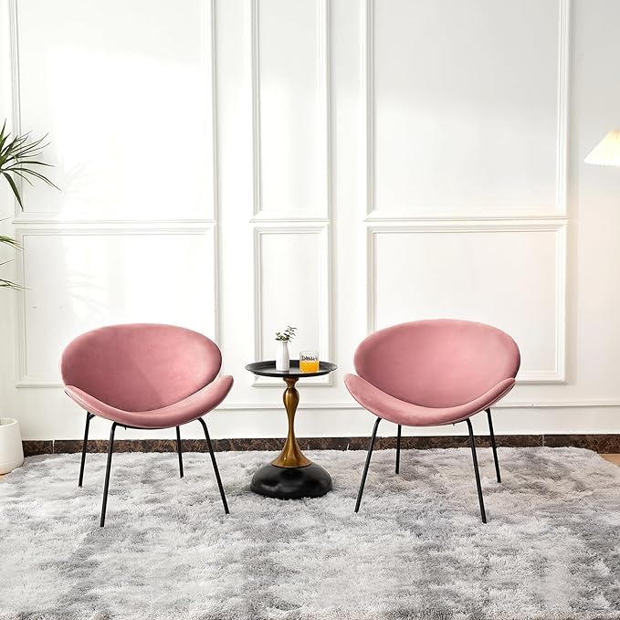 Velvet Accent Chairs Set of 2 with Accent Table Pink FREE Express Shipping USA Accent Chairs
